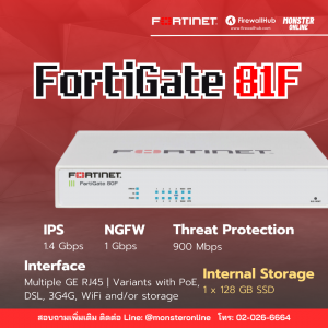 [โปรโมชั่นพิเศษ] FortiGate 81F ราคาถูก พร้อมติดตั้ง FirewallHub